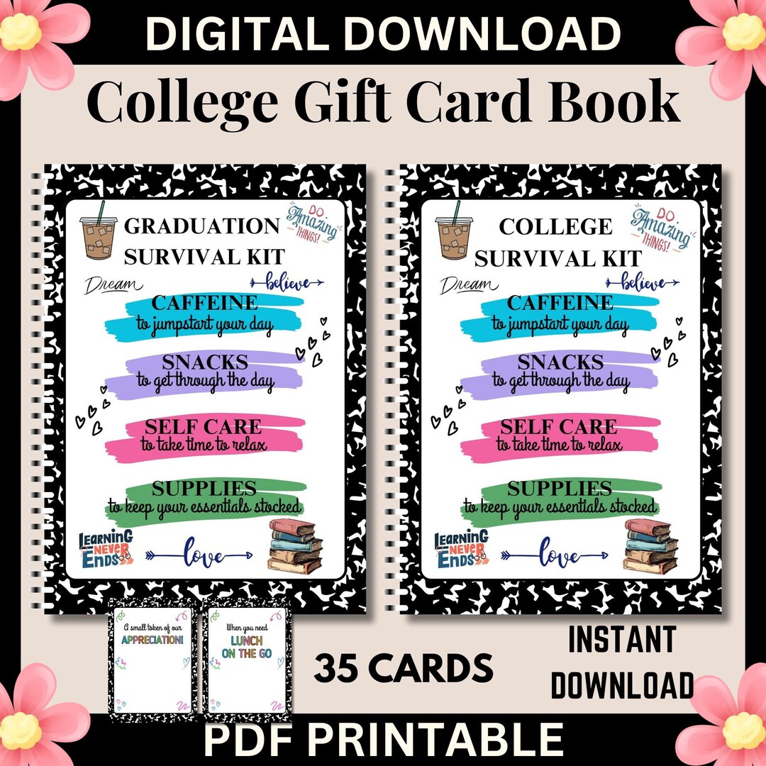 College Gift Card Book Mini: Survival Kit (digital Download) - Etsy