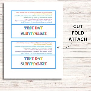 Test Day Snack Tag Survival Kit Bag Topper, Test Day Treat Bag Topper ...