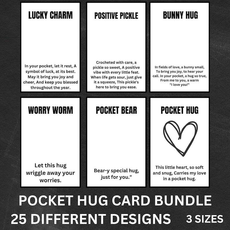 Pocket Hug Cards Bundle: Crochet Tag, Emotional Support (PDF Download ...