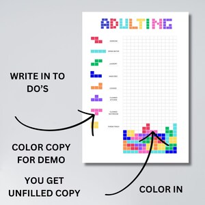 Tetris Adulting Habit Tracker Printable: Chore Log (PDF Download) - Etsy