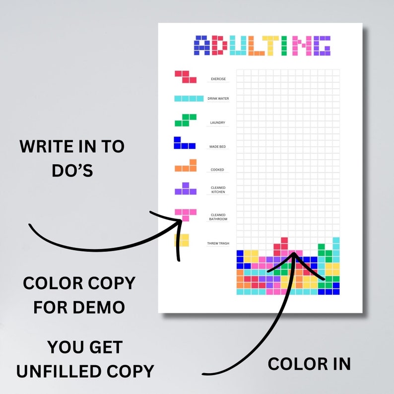 Adulting Habit Tracker Printable Coloring Page: Chore Log (PDF Download ...