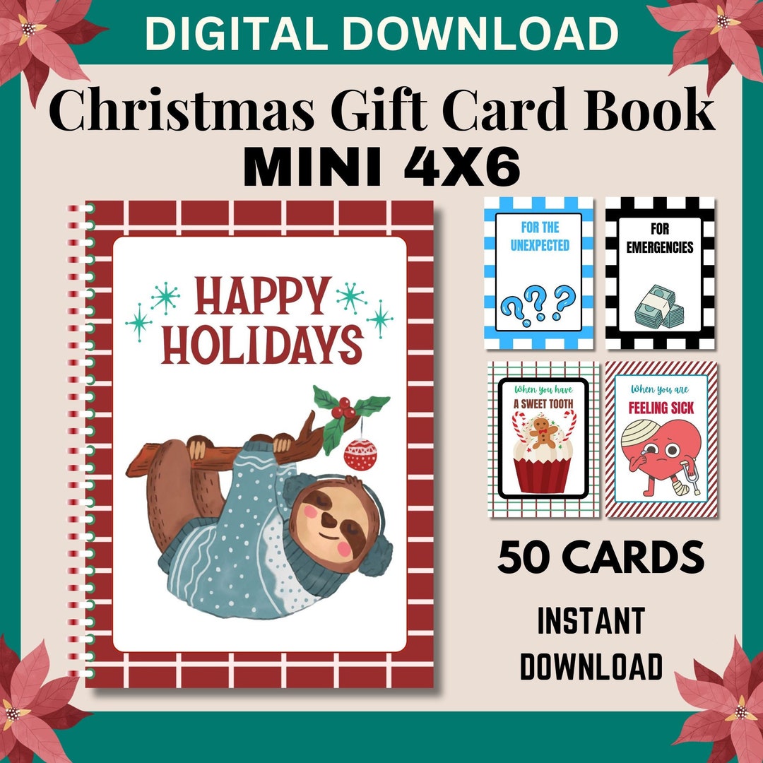 Christmas Gift Card Book, Mini Gift Card Book, Printable Christmas Gift ...