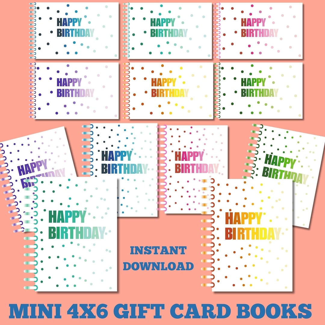 Printable Birthday Gift Card Book: Mini Gift Card Book (digital ...