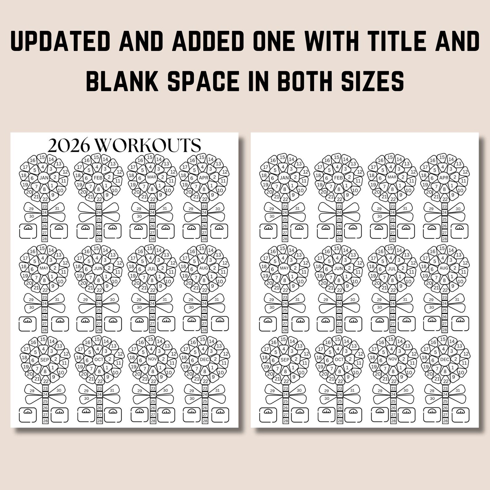 2026 Workouts Tracker Coloring Page Printable, Coloring Workout ...
