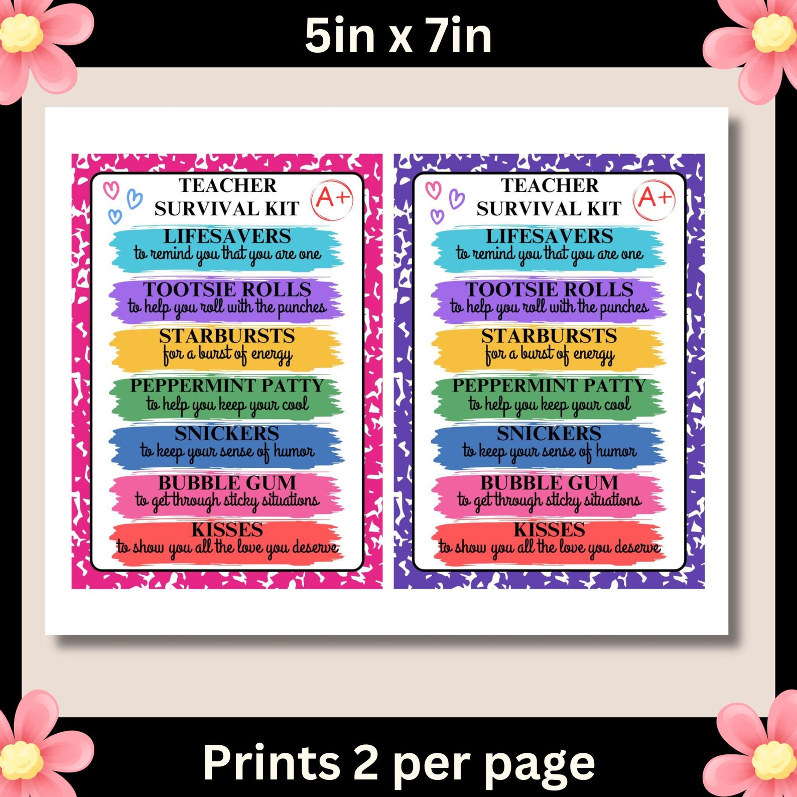 Teacher Survival Kit Tag Editable, Back to School Teacher Gift, Teacher ...