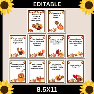 Teacher Thanksgiving Cookie Gift Card Book: Editable Printable (digital ...