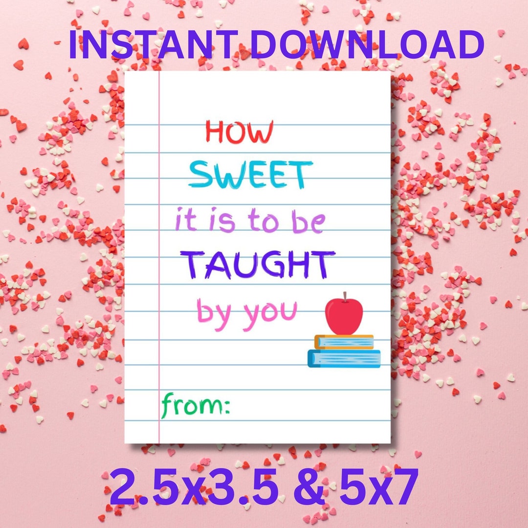 Teacher Appreciation Day Card Printable, Classroom Teacher Valentine ...