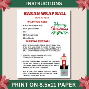 Christmas Saran Wrap Ball Game Cards: Printable Family Game (digital ...