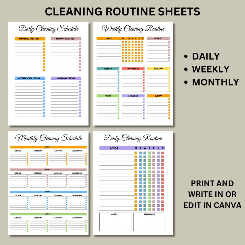 ADHD Cleaning Checklist Bundle, ADHD Cleaning Planner, ADHD Chore Chart ...