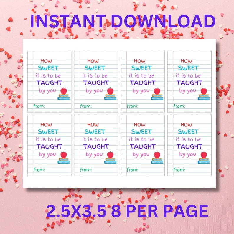 Teacher Appreciation Day Card Printable, Classroom Teacher Valentine ...