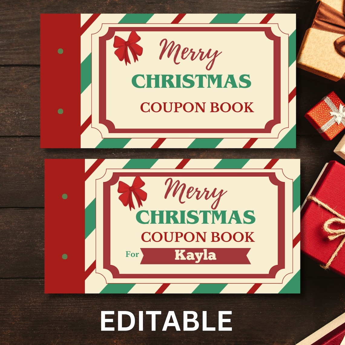 Christmas Coupon Book EDITABLE, Printable Coupon Book Template, Custom ...