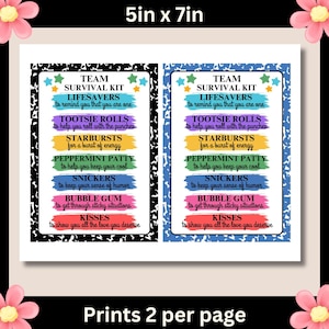 Team Survival Kit Gift Tag Printable Employee Welcome Gift Survival Kit ...