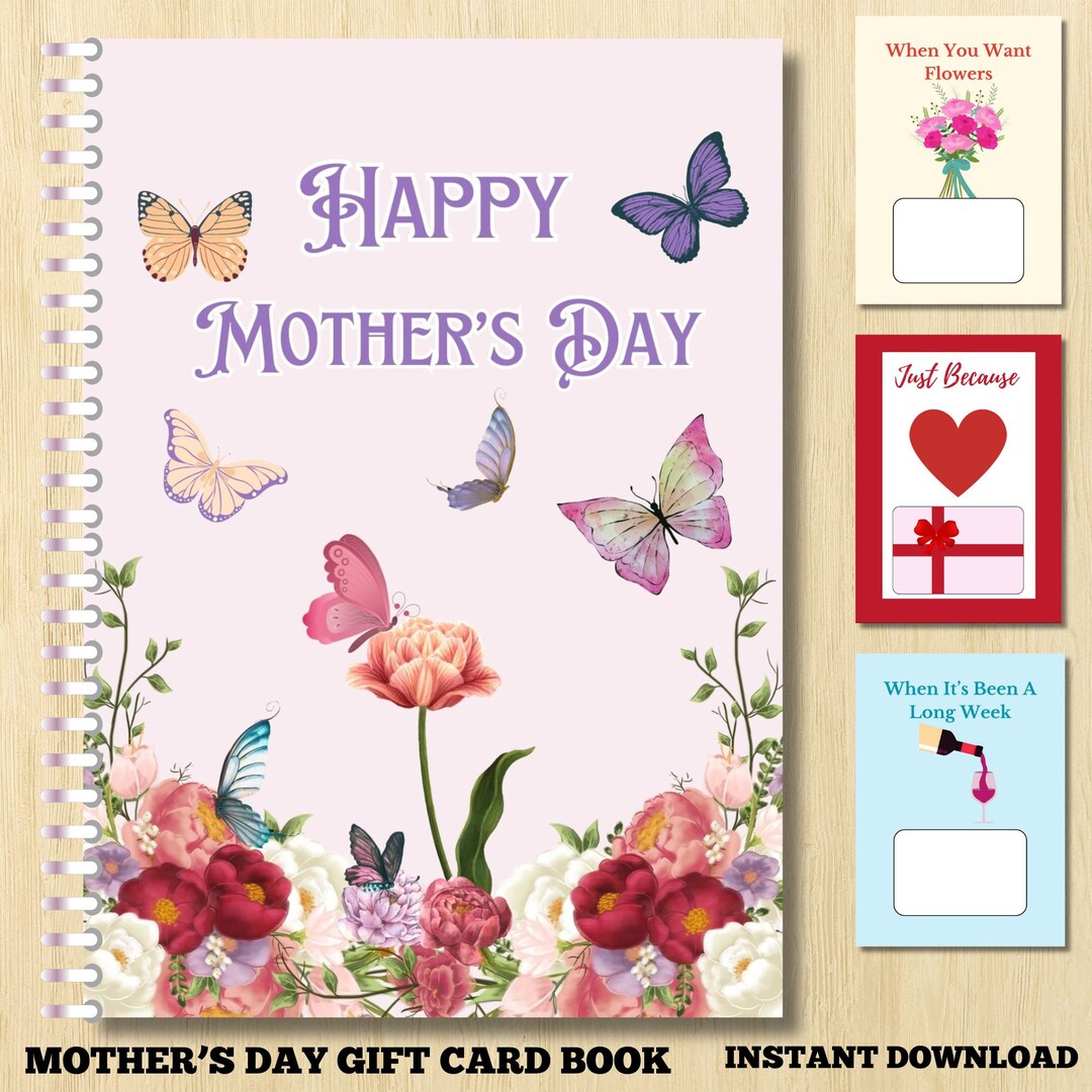 Mothers Day Gift Card Book , Mother’s Day Gift From Siblings, Printable ...