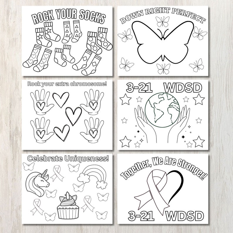 Down Syndrome Awareness Coloring Page, Crazy Socks Coloring Page, Rock ...