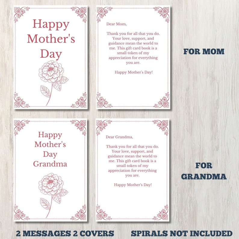 Mothers Day Gift Card Book , Mother’s Day Gift From Siblings, Printable ...