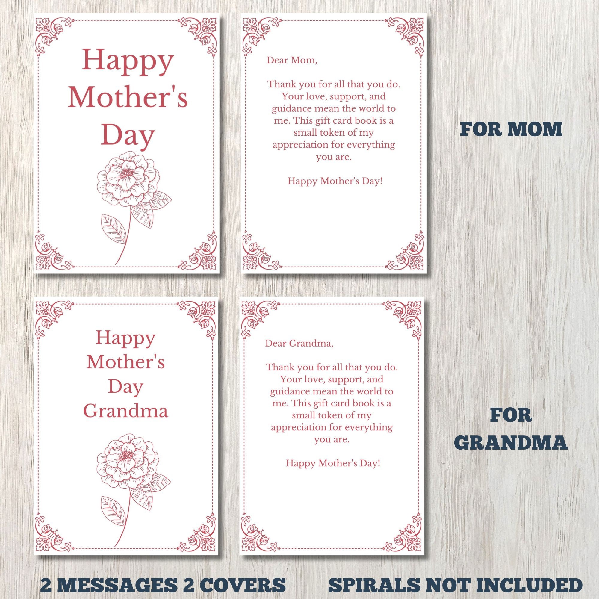 Mothers Day Gift Card Book , Mothers Day Gift From Siblings, Printable ...