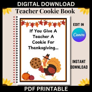 Teacher Thanksgiving Cookie Gift Card Book: Editable Printable (digital ...