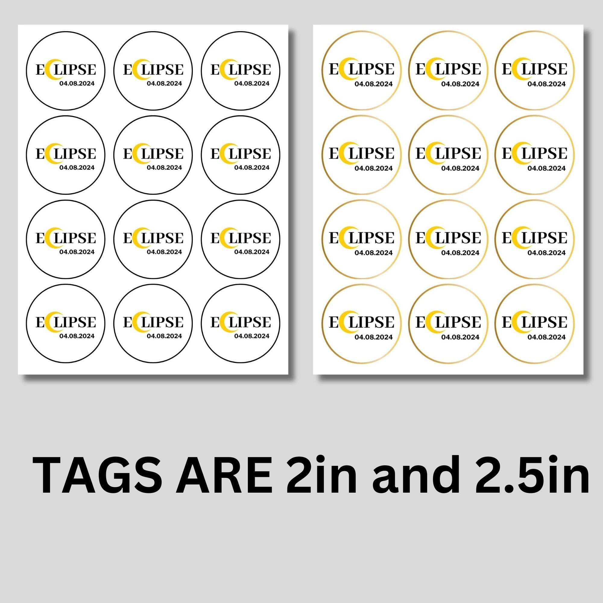 Solar Eclipse 2024 Printable Party Supplies Gift Tags, Total Lunar ...