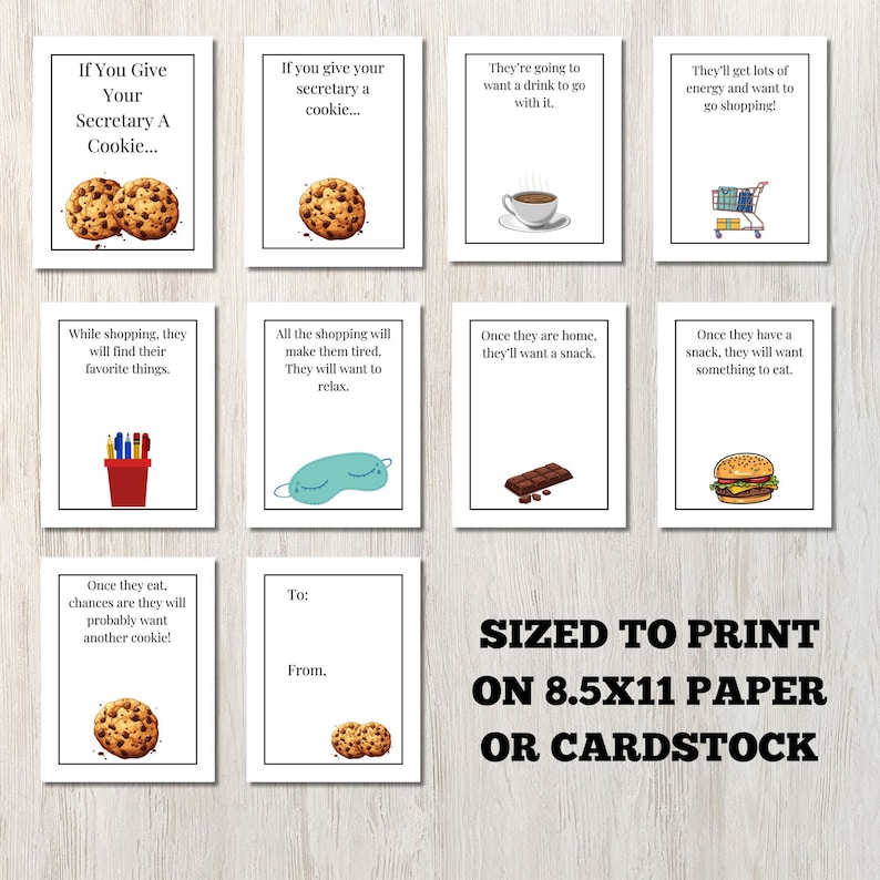 Secretary Appreciation Gift: Cookie Card Book Printable (PDF, JPG) - Etsy