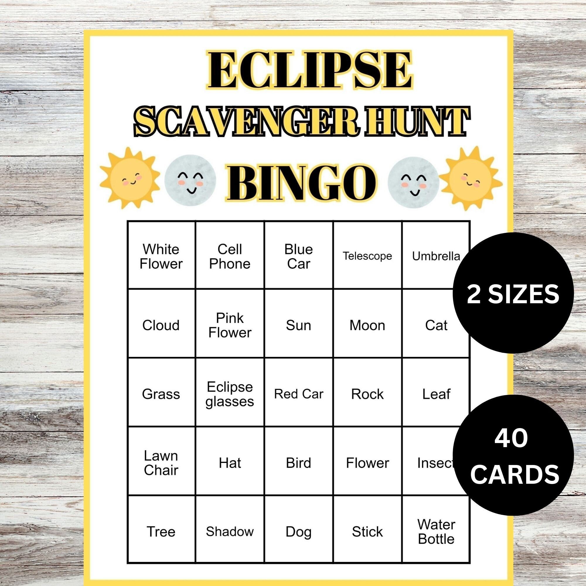 Eclipse Games, Eclipse Activities, Printable Bingo Cards, Scavenger ...