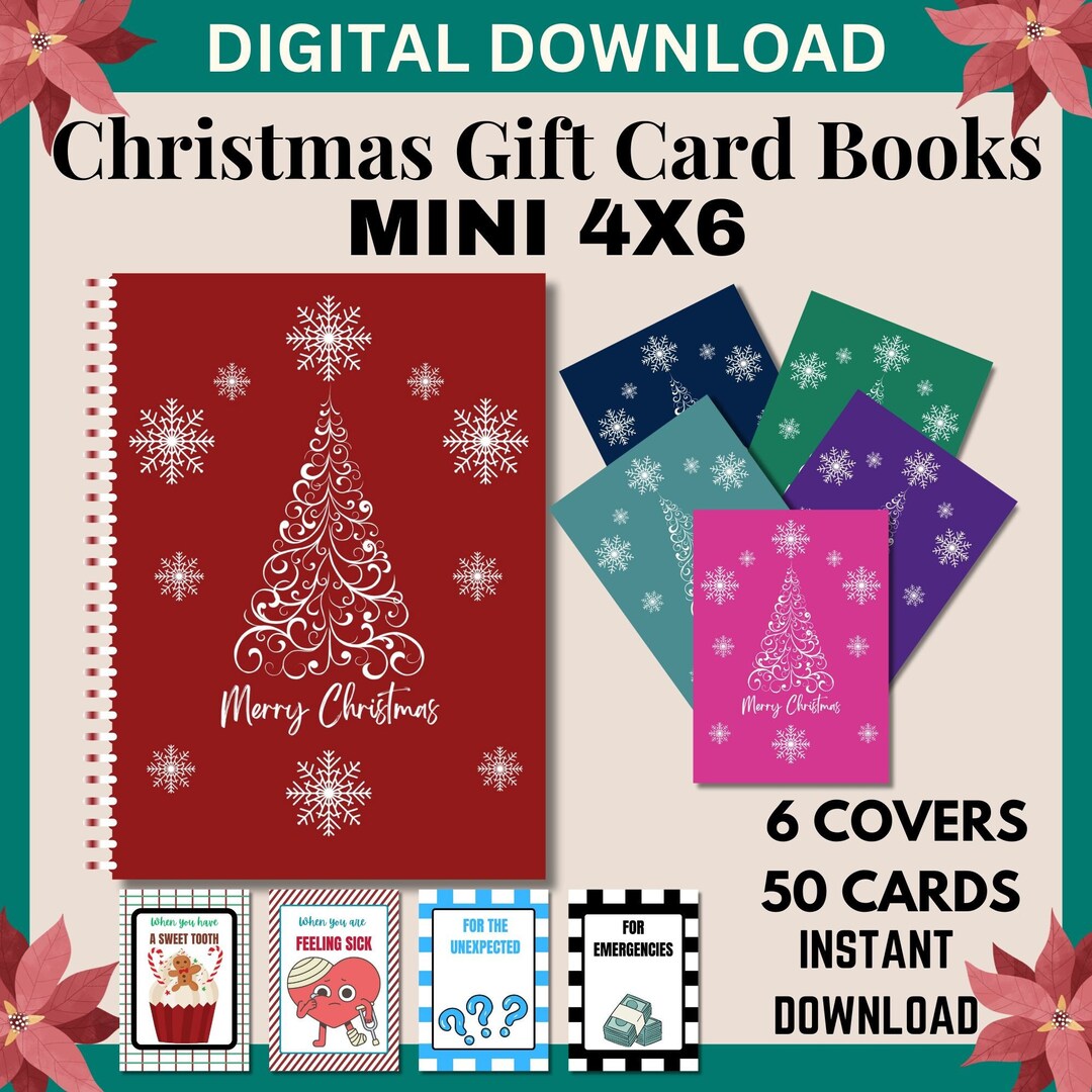 Christmas Gift Card Book, Mini Gift Card Book, Printable Christmas Gift ...