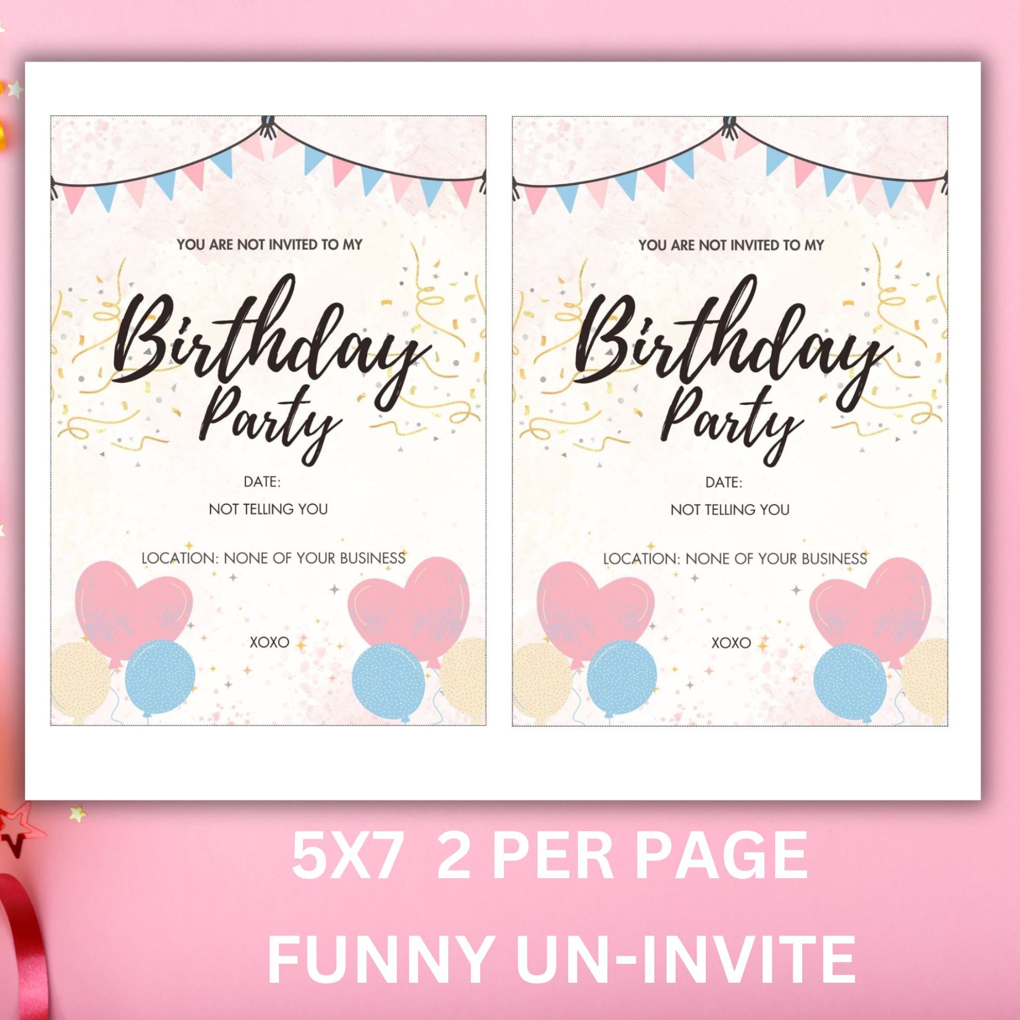 Un-invite Birthday Invitation Card, Funny Birthday Card, White Elephant ...