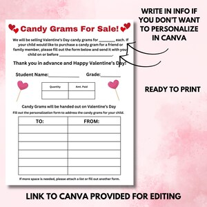 Editable Valentines Day Candy Gram Printable, Lollipop Candy Gram for ...