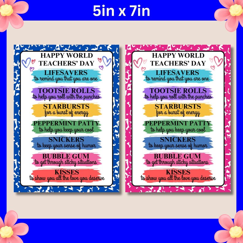 World Teachers Day Gift Tag: Printable Survival Kit (PDF) - Etsy