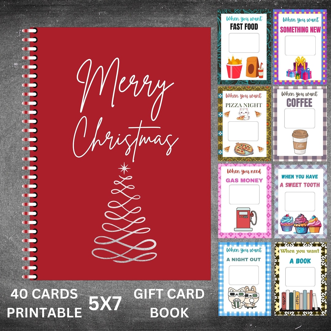 Christmas Gift Card Book, Printable Christmas Gift for Kids, Christmas ...