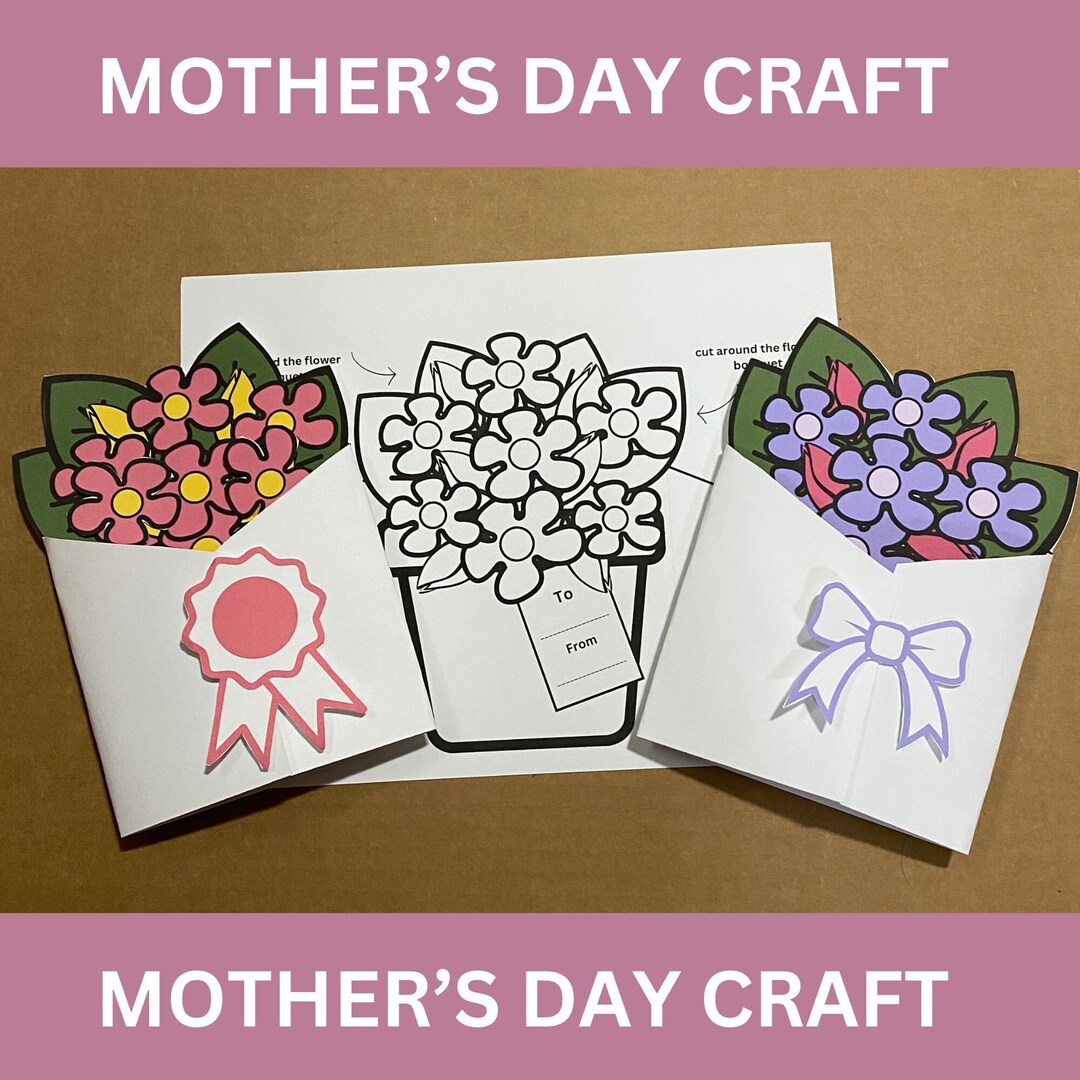 Printable Mother's Day Coloring Card Craft, DIY Card, Instant Download ...
