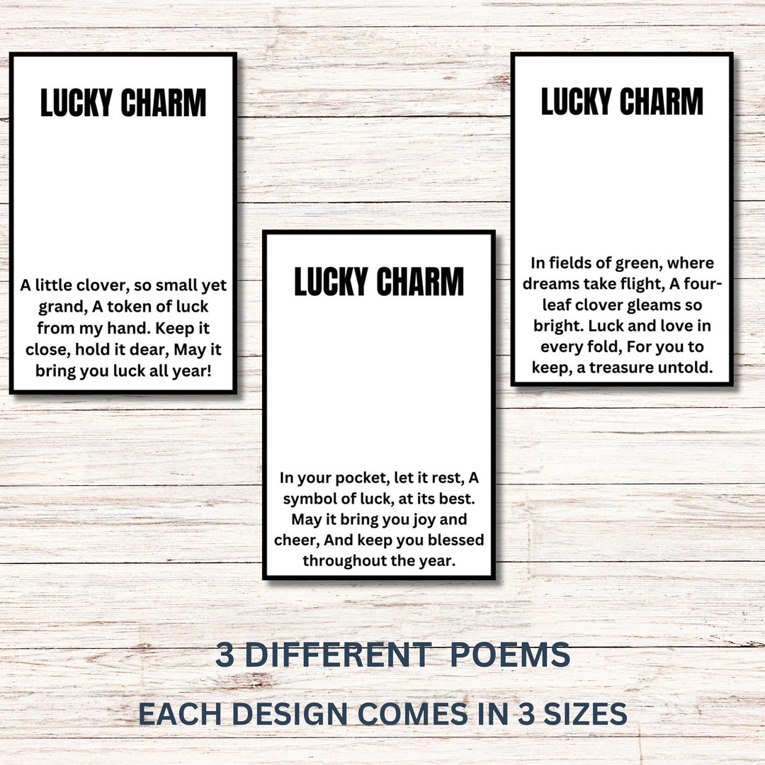 Pocket Hug Printable Lucky Charm Cards, Label for Handmade Pocket Hugs ...
