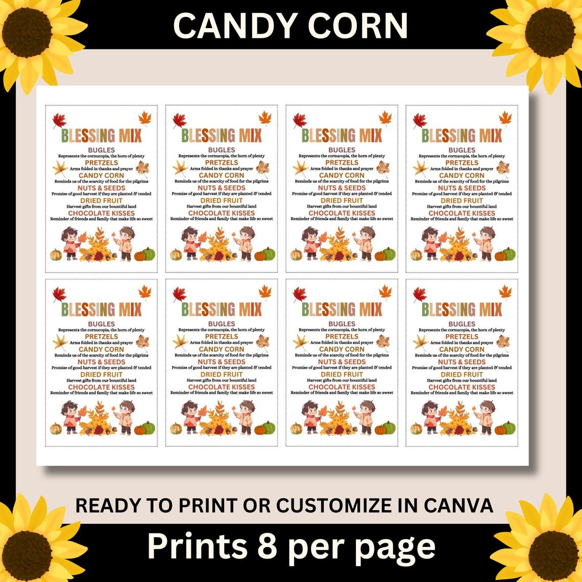 Blessings Mix Cards Editable, Thanksgiving Treat Tags, Christmas ...