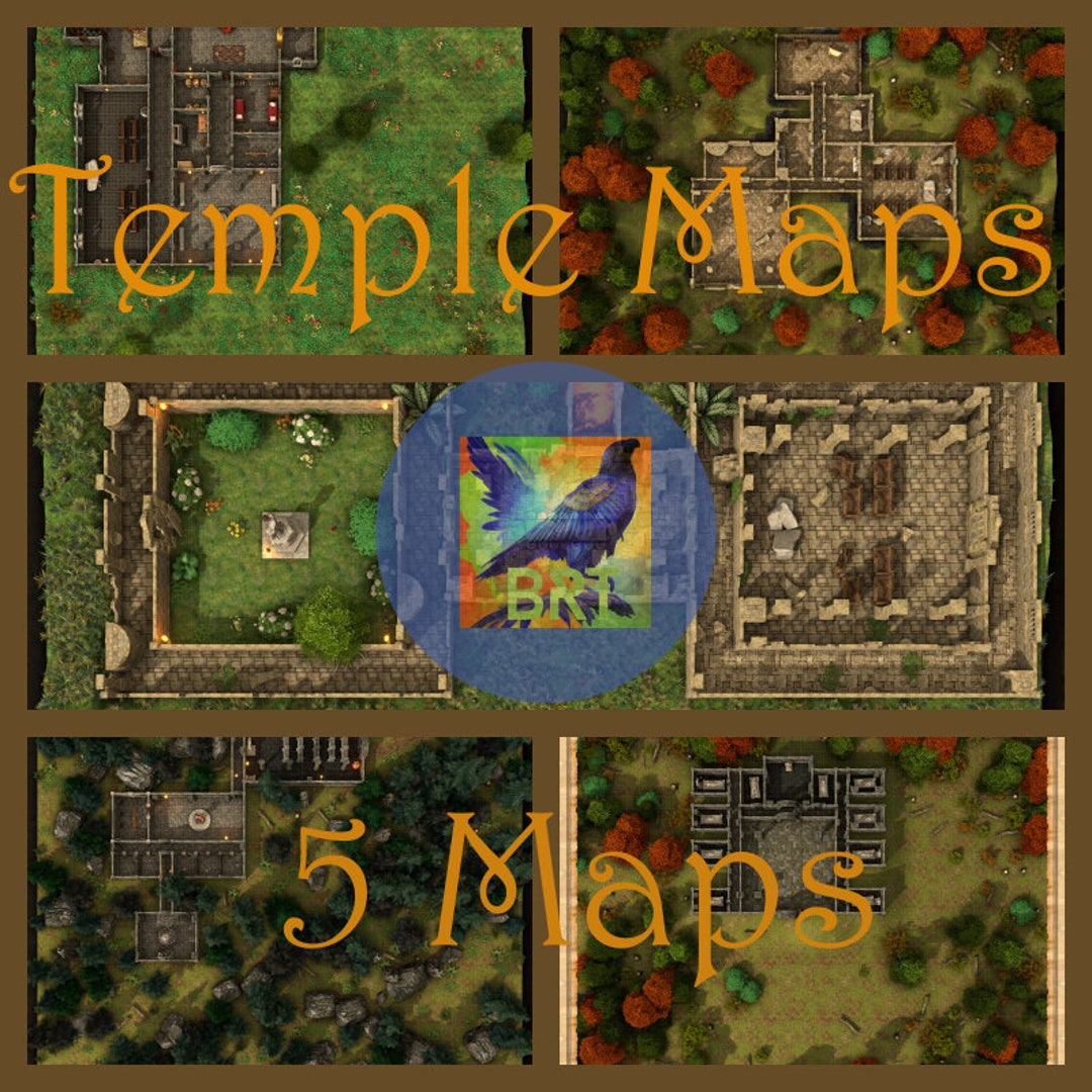 Dungeons and Dragons Virtual Tabletop Games Temple Maps - Etsy