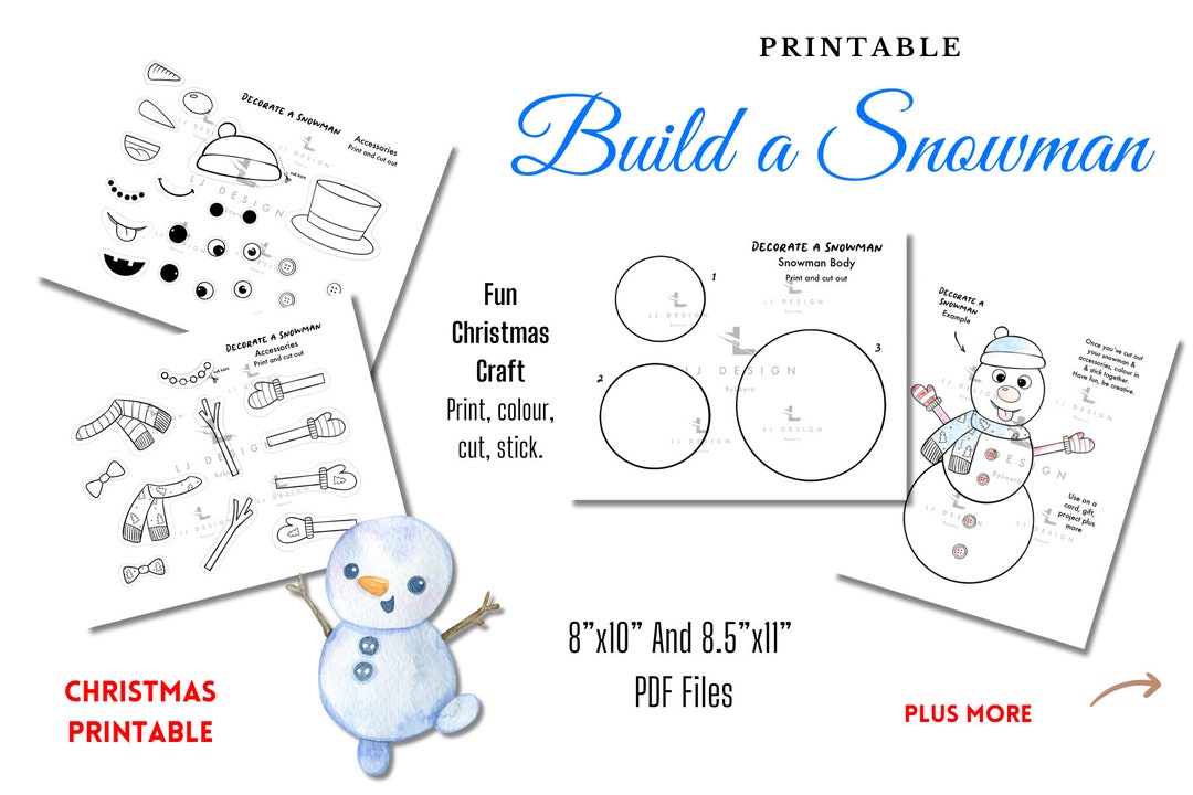 Build a Snowman - PDF Instant Download | Plus 2 Christmas Colouring ...