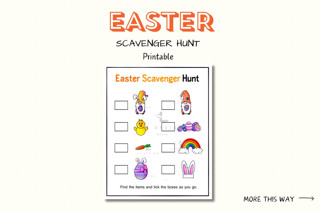 Easter Scavenger Hunt - PDF Instant Download | Plus Colouring Page and ...