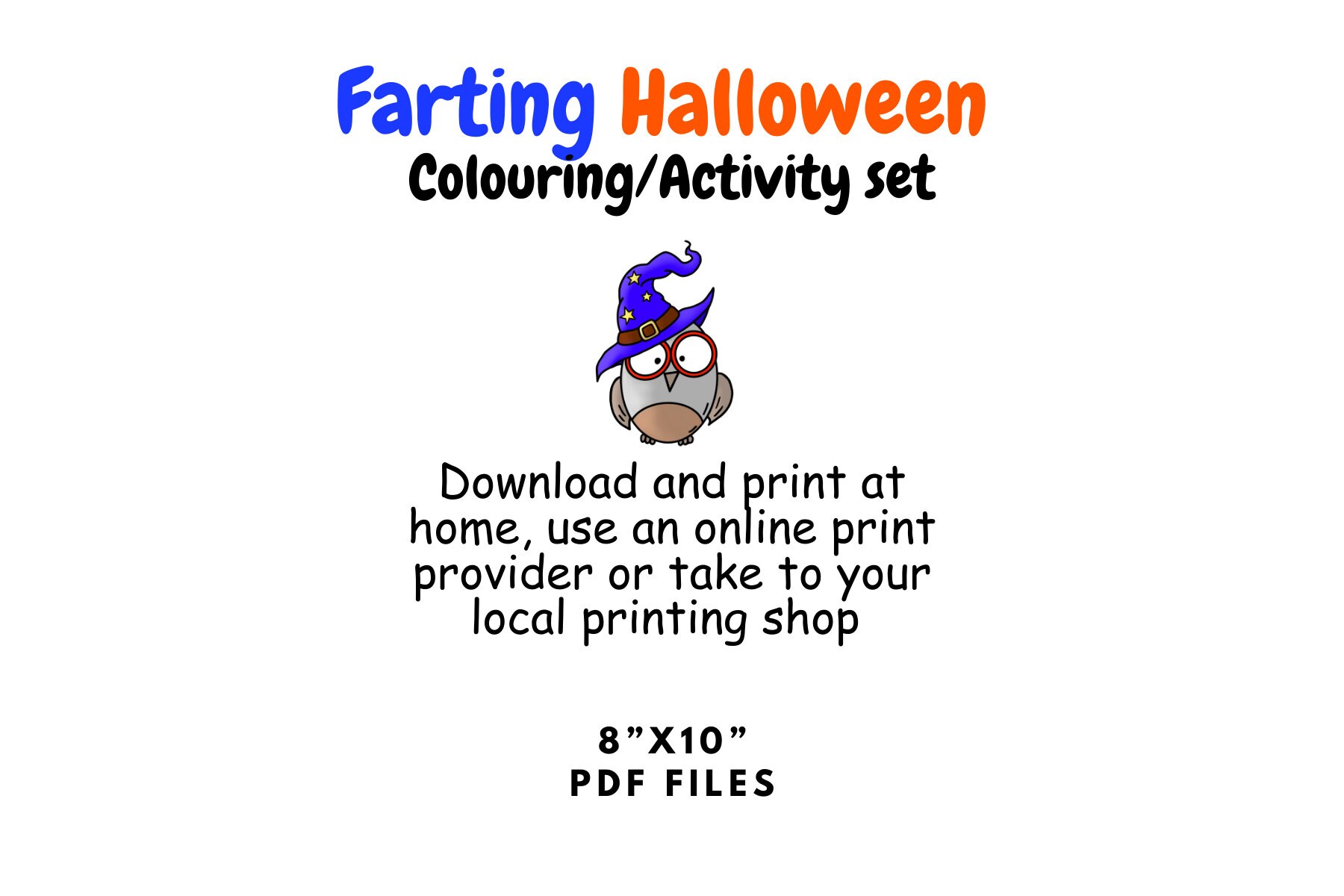 The Farting Halloween Colouring Activity Set - PDF Instant Download ...