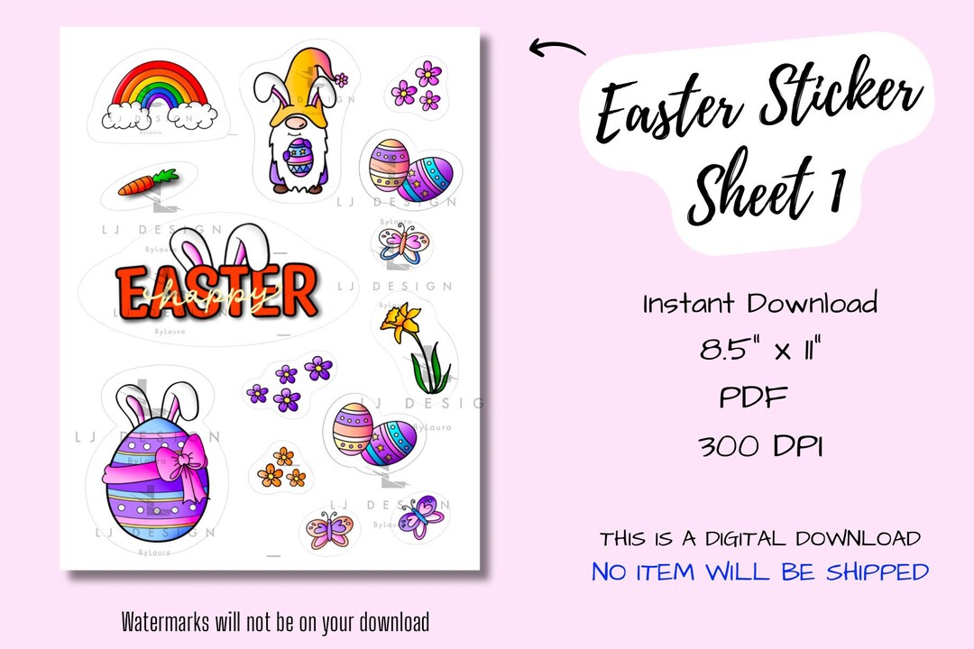 Easter Sticker Sheet 1 PDF Instant Download Printable - Etsy
