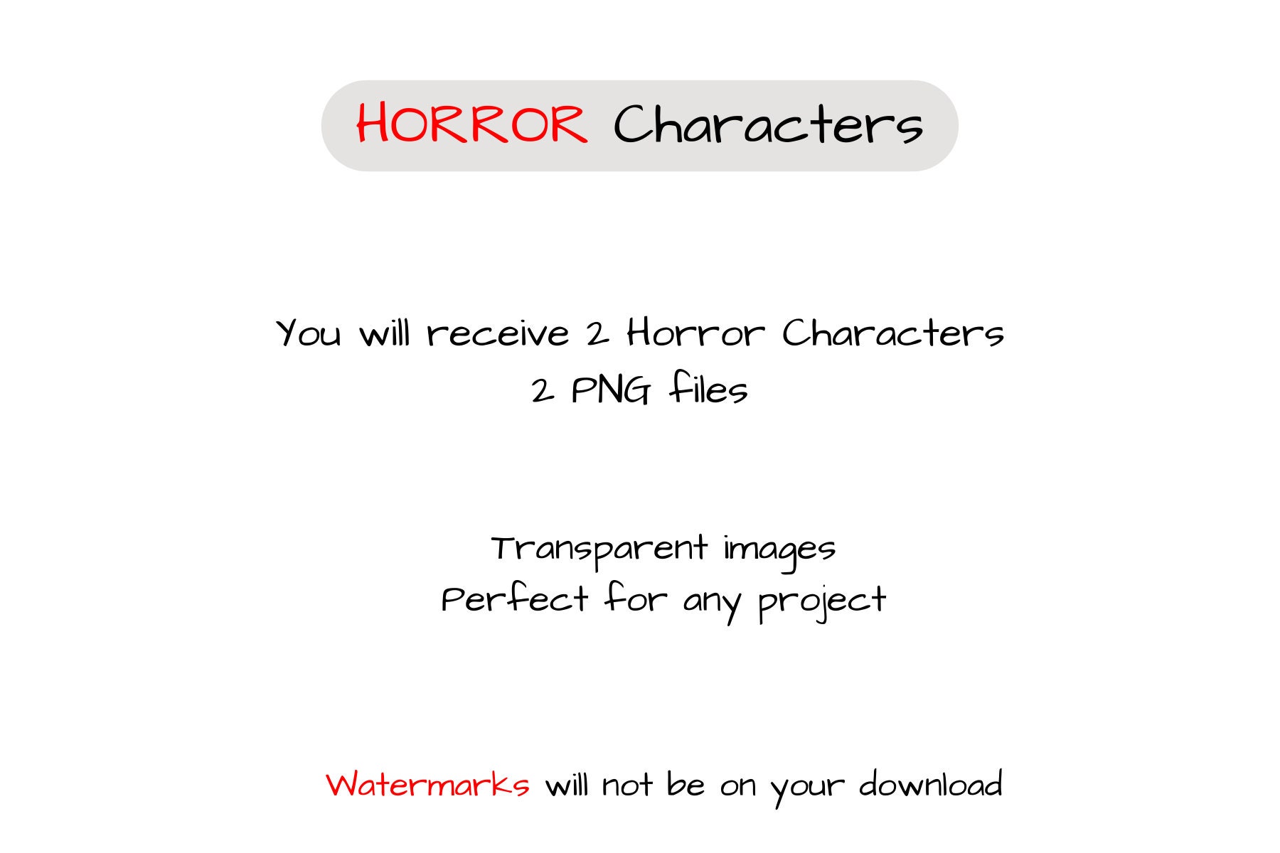 Digital Download Horror Characters PNG File Transparent Perfect for Any ...