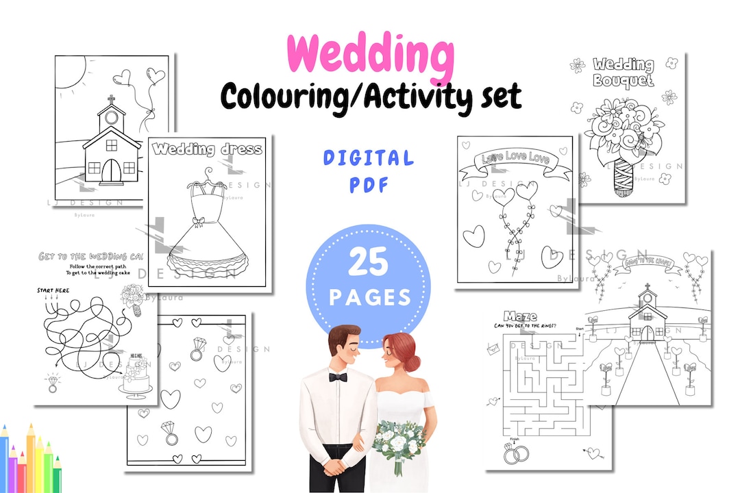 Wedding Colouring Activity Set - PDF Instant Download | Printable Pages ...