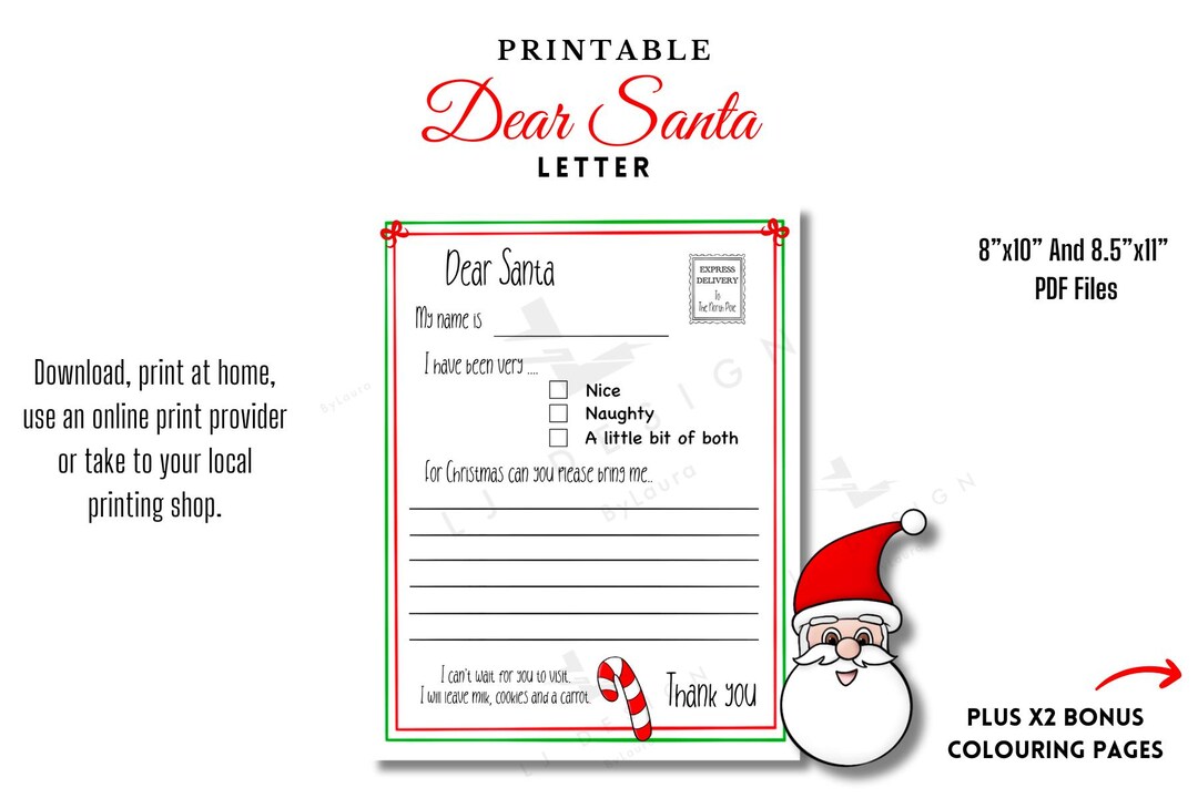 Dear Santa Letter 2 - PDF Instant Download | Plus 2 Bonus Christmas ...