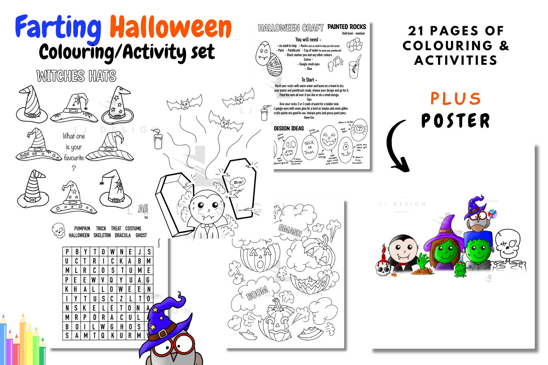 The Farting Halloween Colouring Activity Set - PDF Instant Download ...
