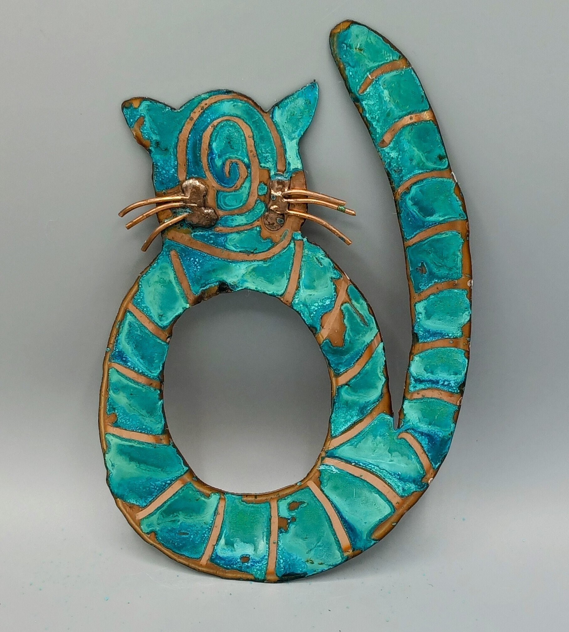 Copper Cat Mirror for Wall, Cat Lover Art, Small Mirror, Handmade Cat ...