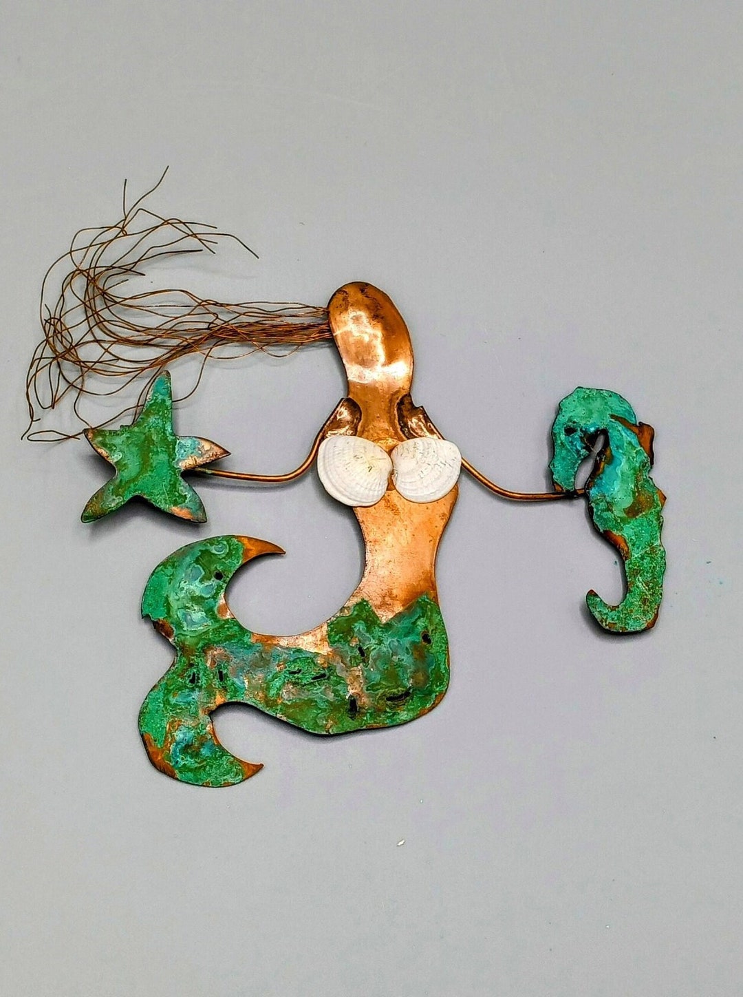 Copper Mermaid, Cute Mermaid, Small Bathroom Art, Handmade Mermaid ...
