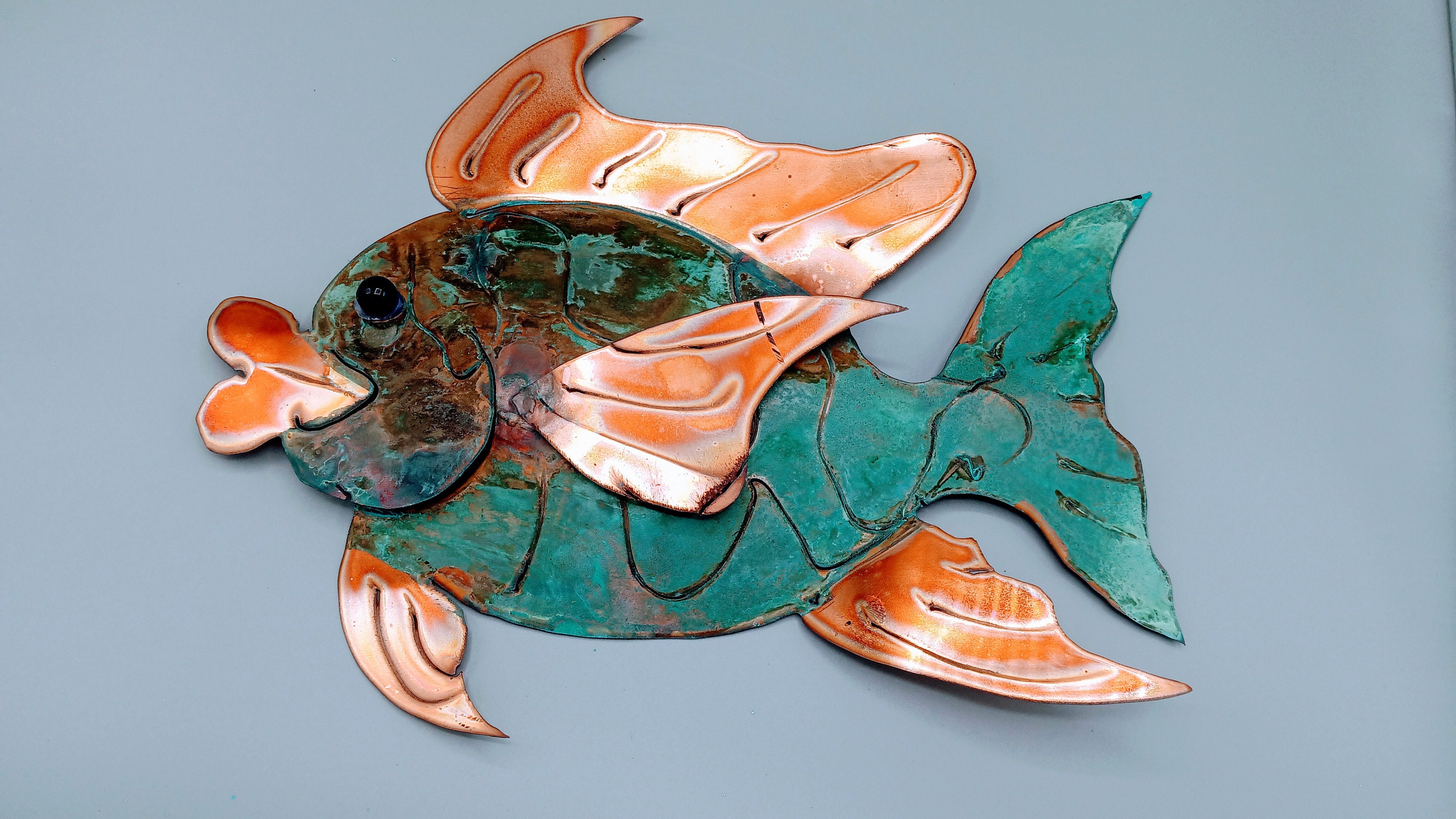 Fish With Lips, Copper Fish, Outdoor Metal Fish, Handmade Fish Art, Sea ...
