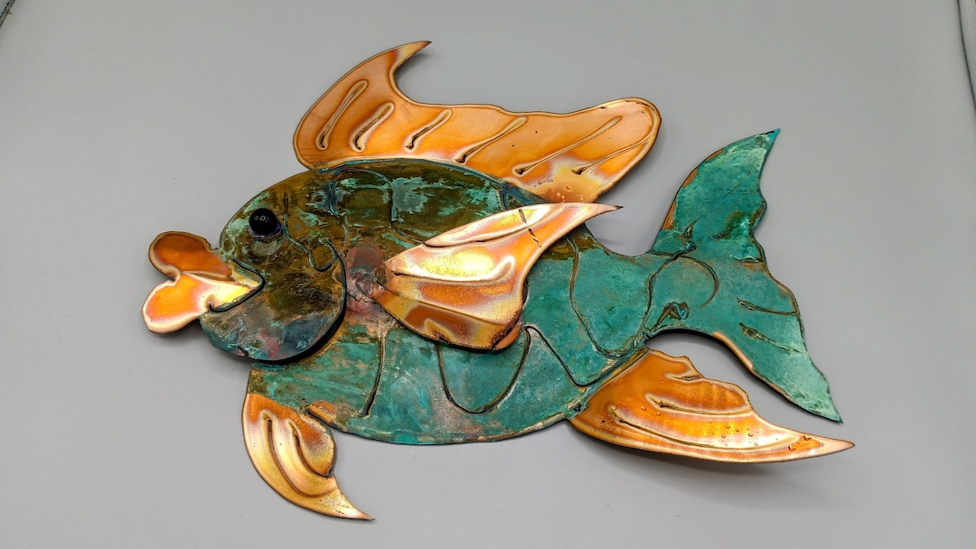 Fish With Lips, Copper Fish, Outdoor Metal Fish, Handmade Fish Art, Sea ...