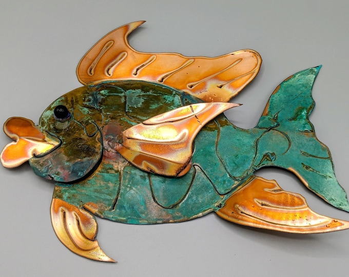 Fish With Lips, Copper Fish, Outdoor Metal Fish, Handmade Fish Art, Sea ...