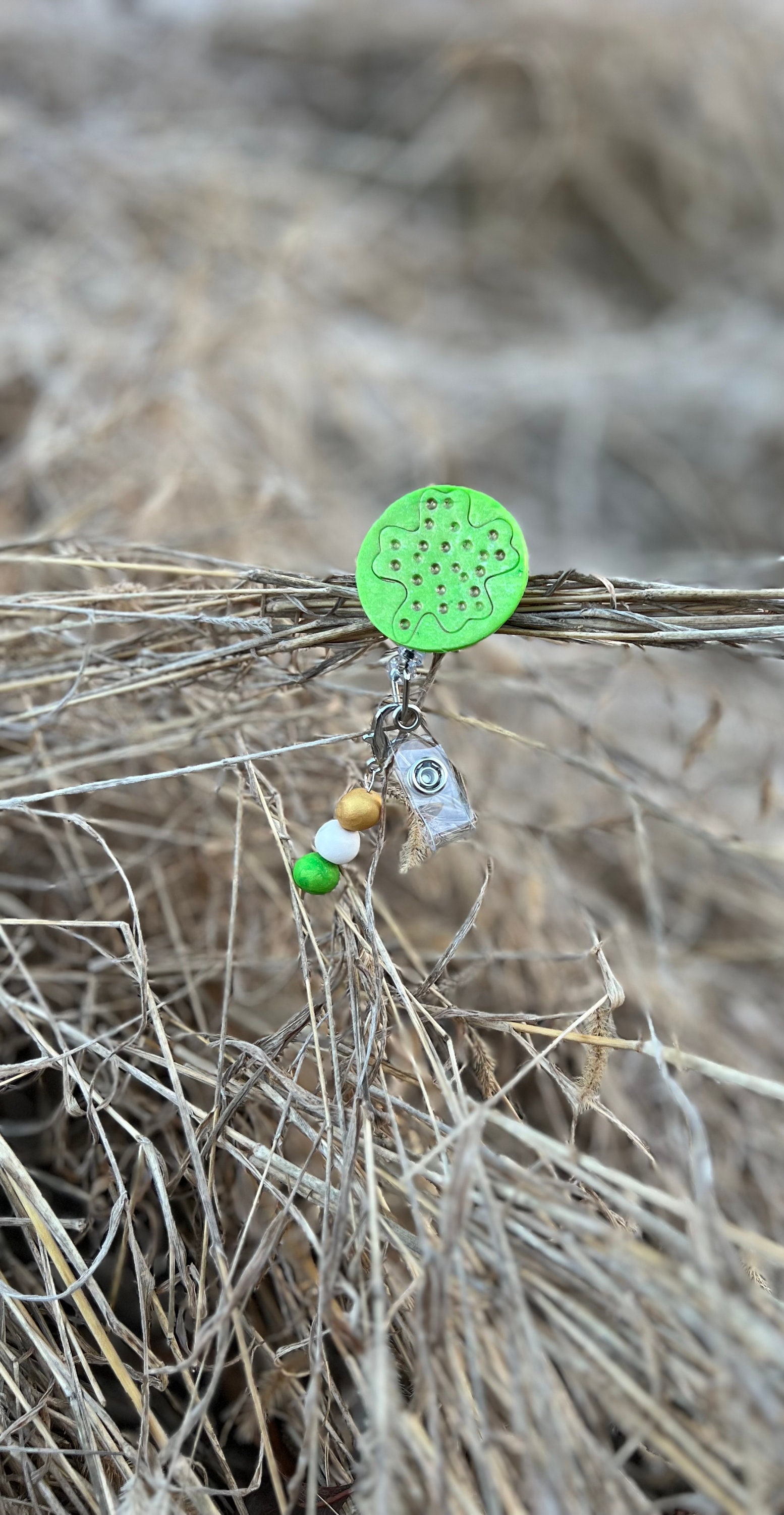 Handmade Polymer Clay Badge Reels With Beaded Dangle Made With Polymer ...