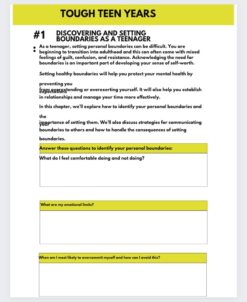 The Tough Teen Years Mental Health Workbook - Etsy