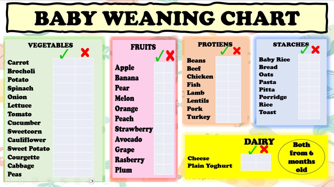 Baby Weaning Chart - Etsy