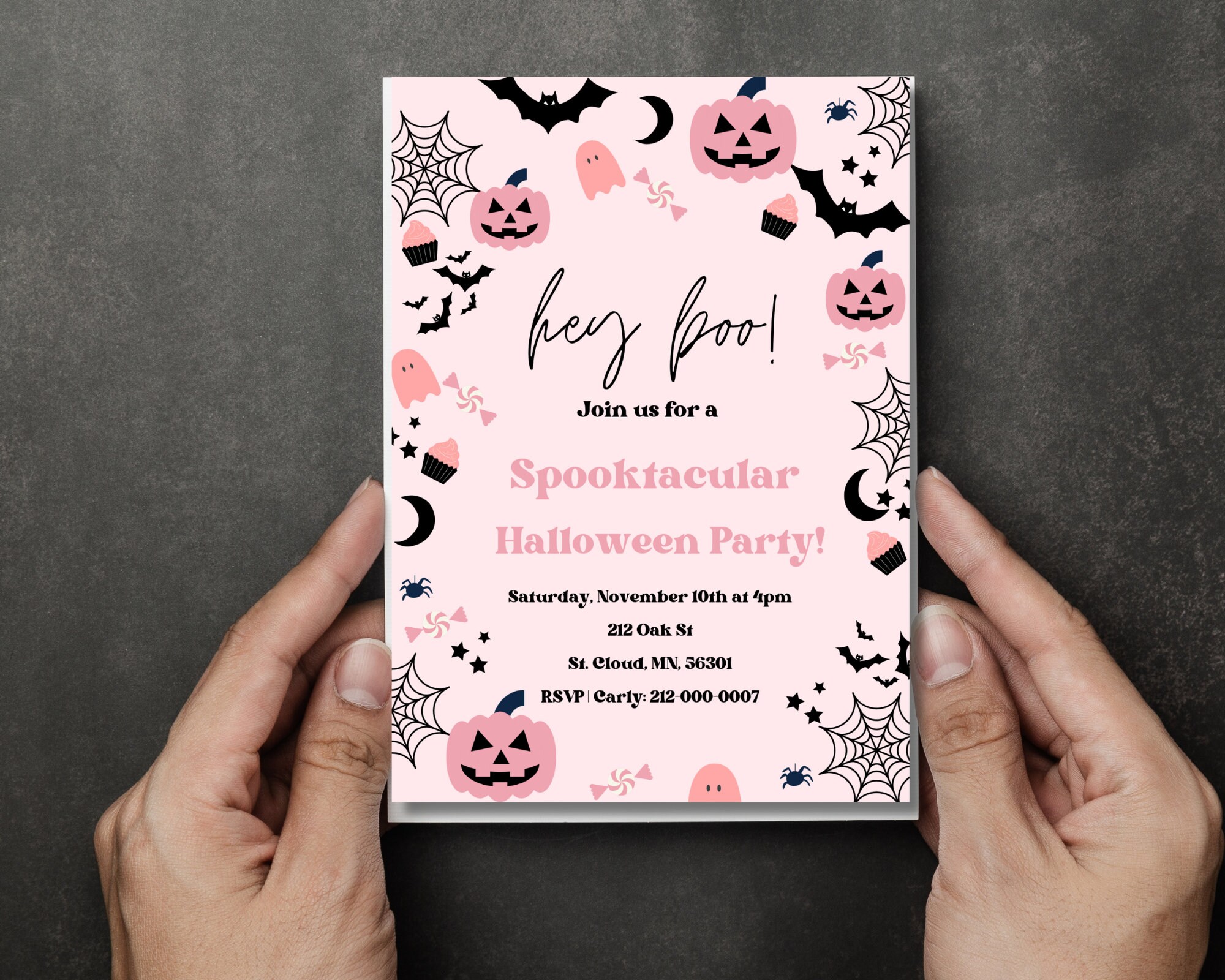 EDITABLE Cute Halloween Party Invitation Cute Pink Ghost - Etsy